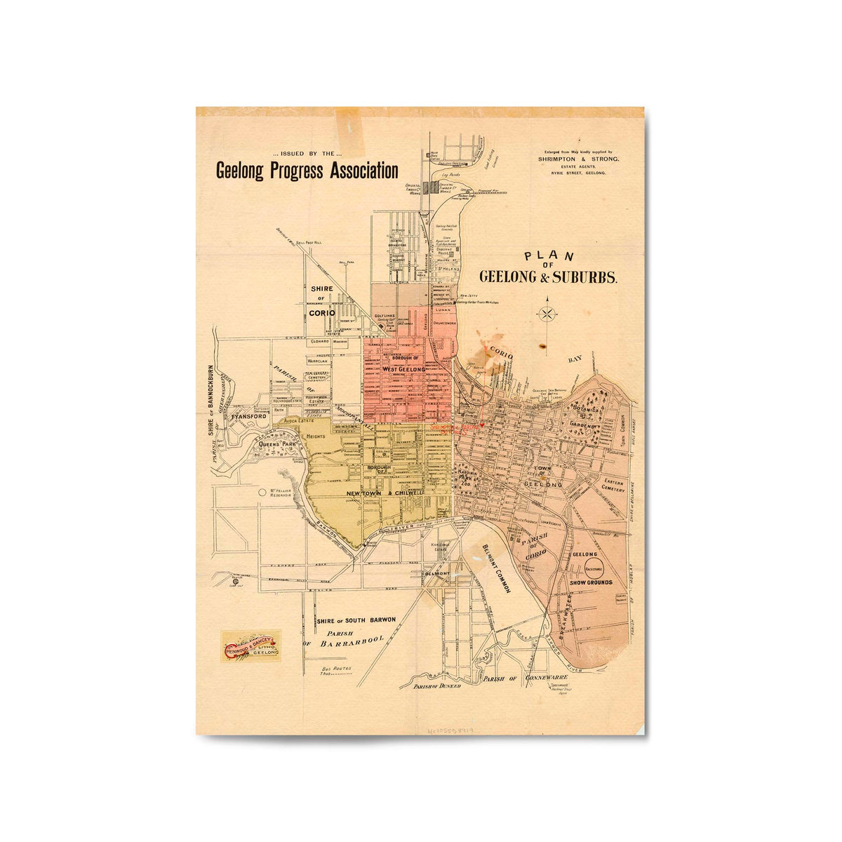 Plan of Geelong and suburbs (1909) – Vintage Maps