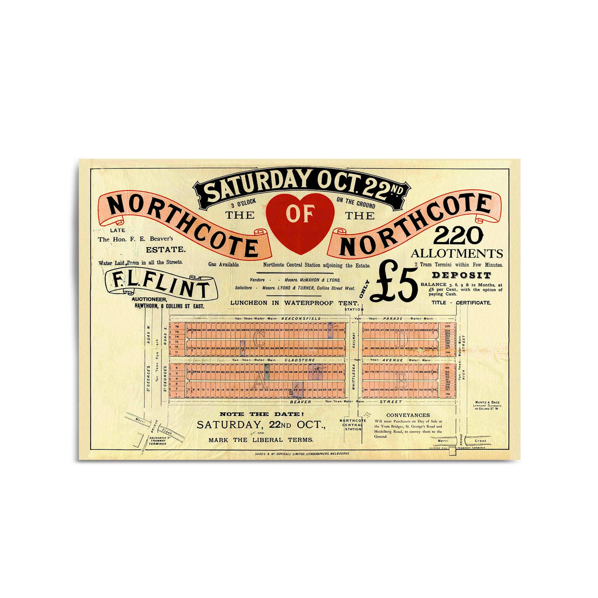 1887 Vintage Map of Northcote, Victoria Australia – Vintage Maps