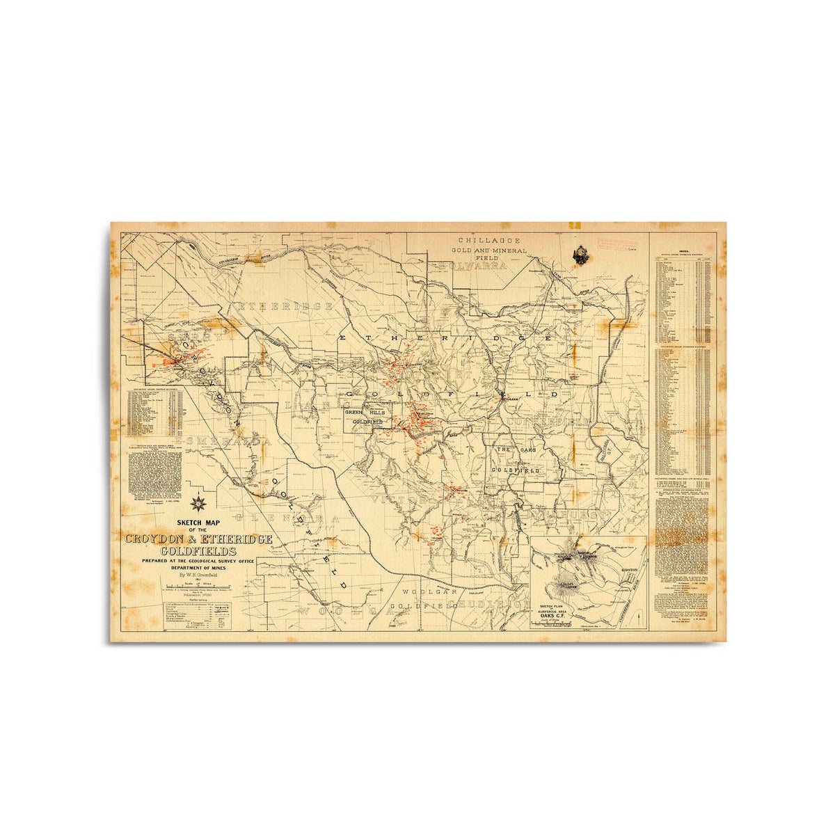 1911 Map of the Croydon & Etheridge Goldfields, Queensland – Vintage Maps