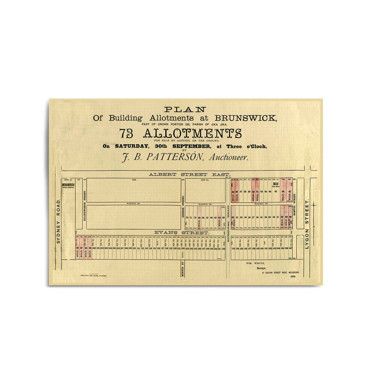 1876 Vintage Map of Brunswick, Victoria Australia – Vintage Maps