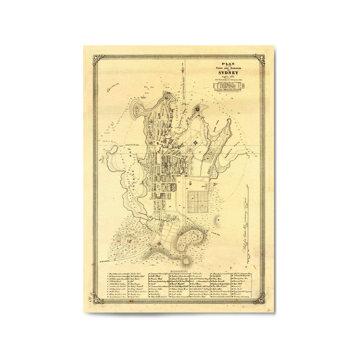 1822 Plan of the Town and Suburbs of Sydney, New South Wales – Vintage Maps