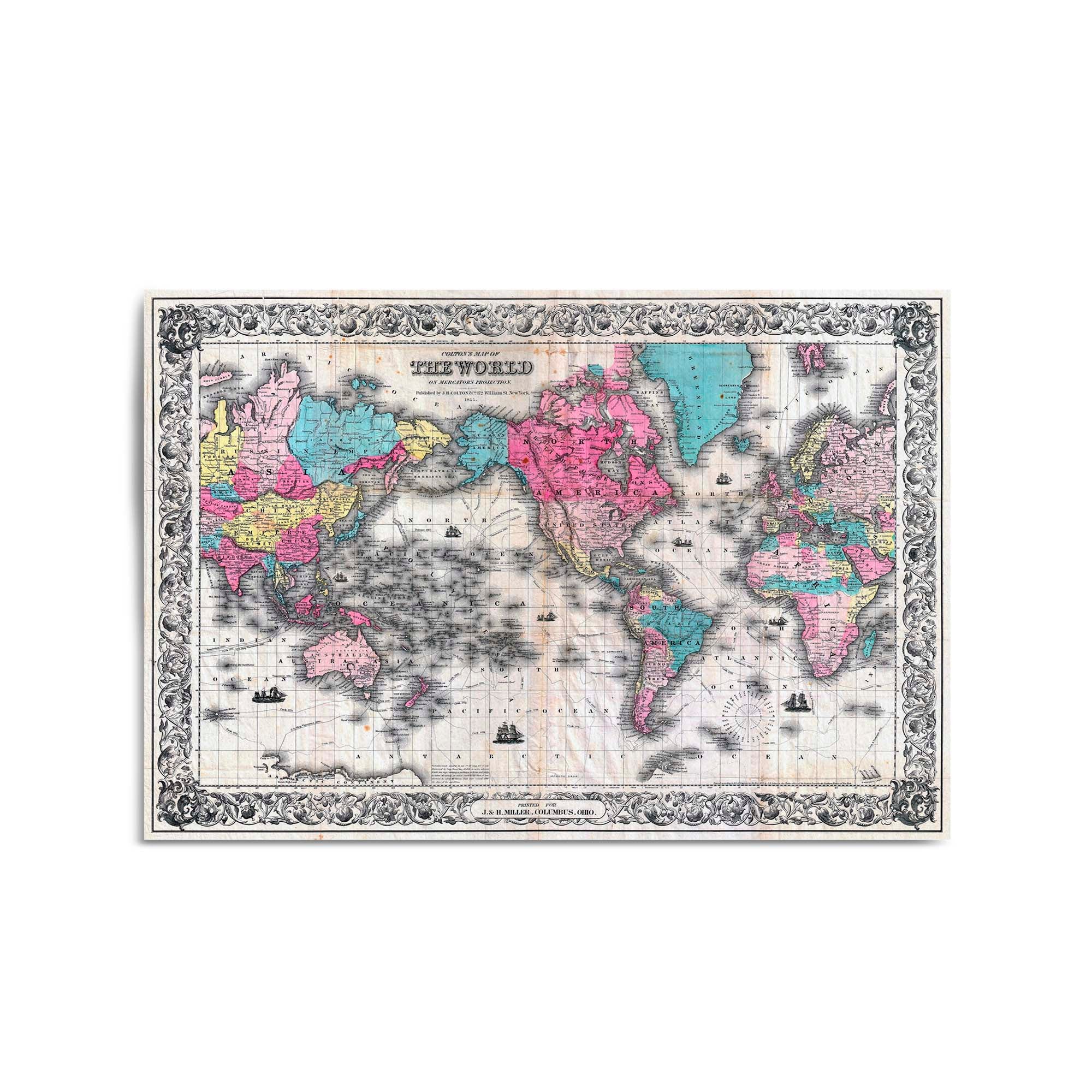 1852 Vintage Map of The World – Vintage Maps