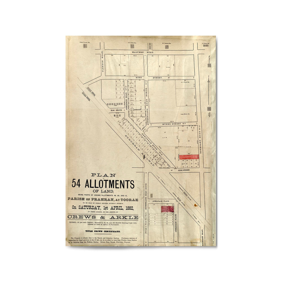 1882 Vintage Map of Armadale, Victoria Australia – Vintage Maps