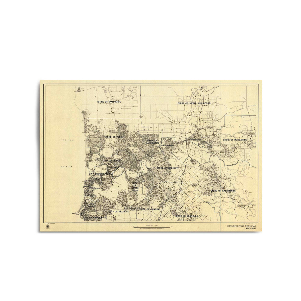 1967 Map of Perth & Surrounds, Western Australia – Vintage Maps