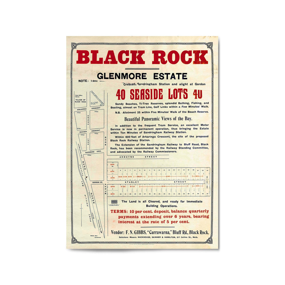 1880's Vintage Map of Black Rock, Victoria – Vintage Maps