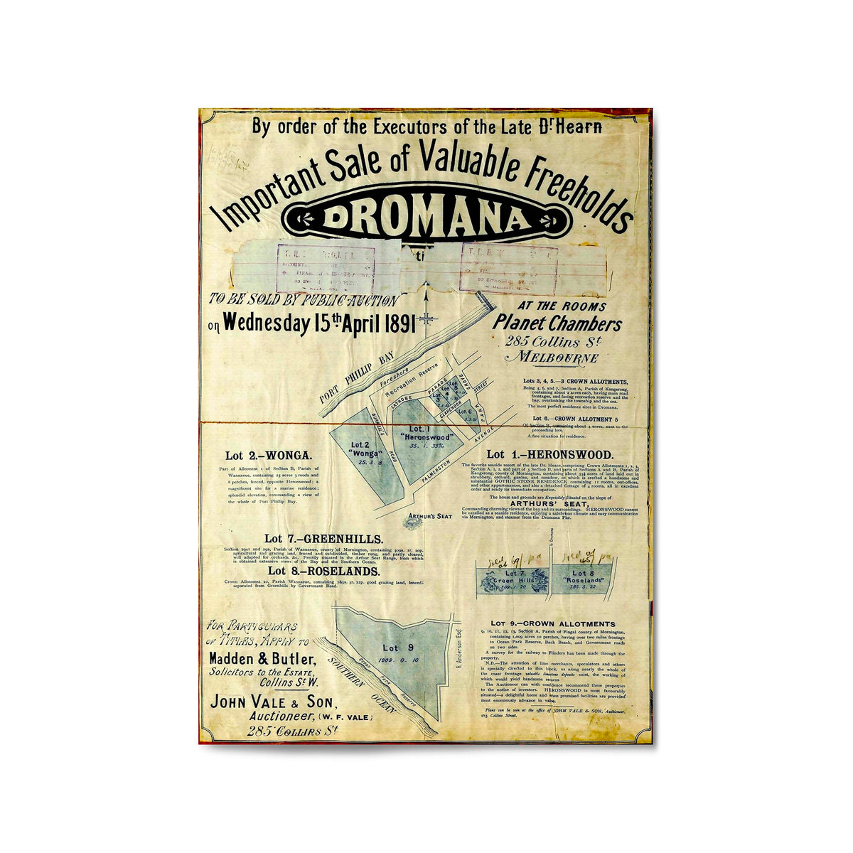 1891 Vintage Map of Dromana, Victoria Australia – Vintage Maps