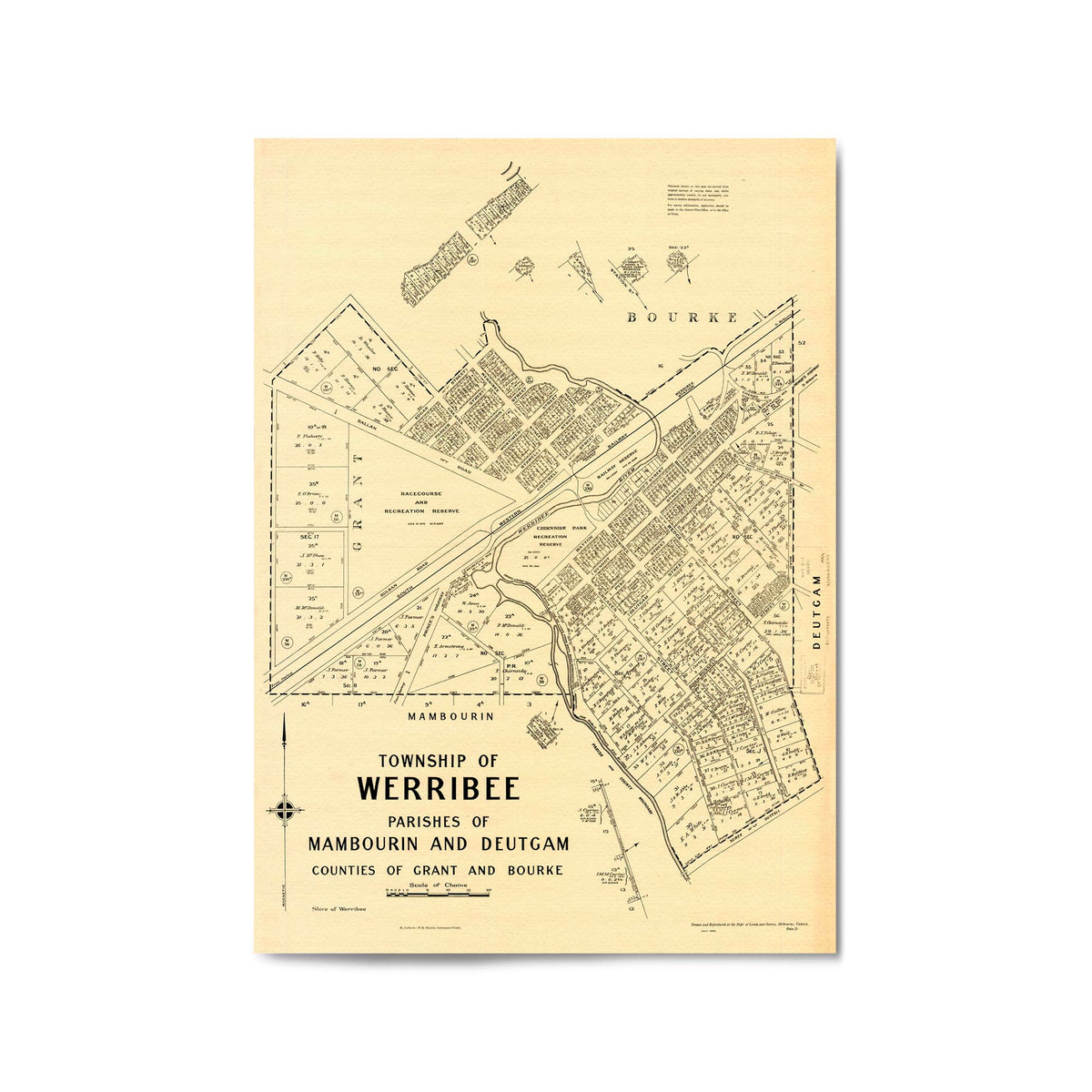 1954 Vintage Map of Werribee, Victoria Australia – Vintage Maps