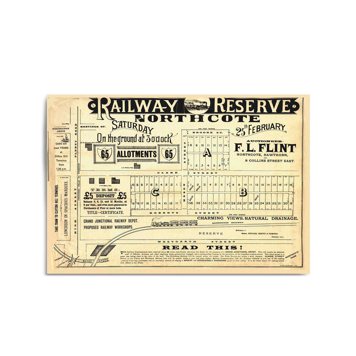 1888 Vintage Map of Northcote, Victoria Australia – Vintage Maps