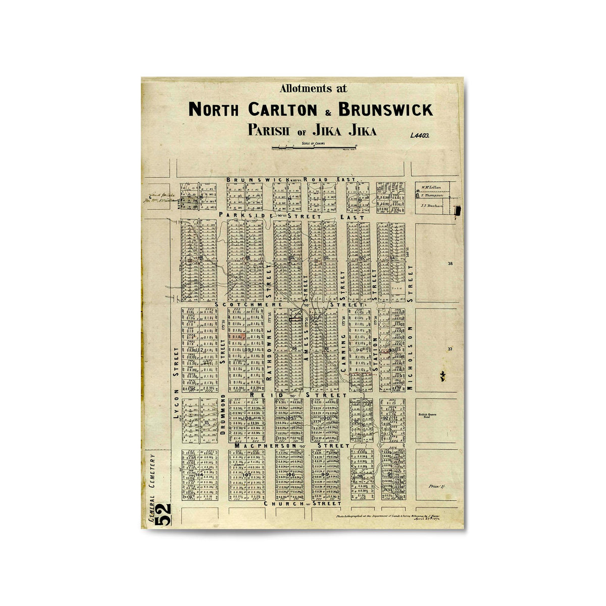 1872 Vintage Map of Brunswick, Victoria Australia – Vintage Maps