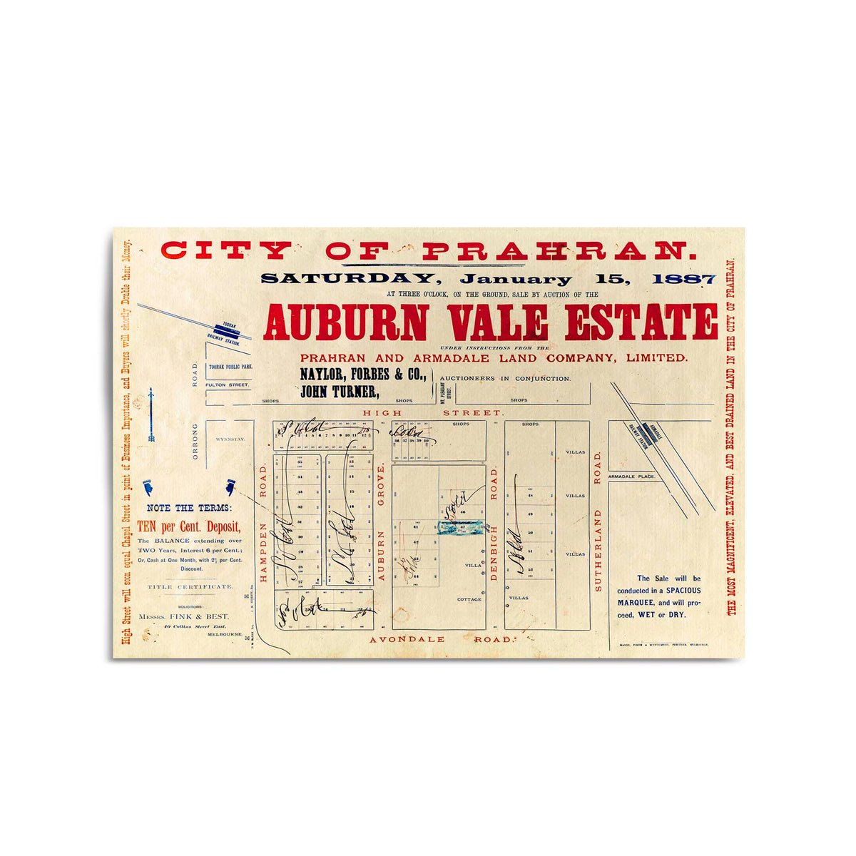 1887 Vintage Map of Prahran, Victoria Australia – Vintage Maps