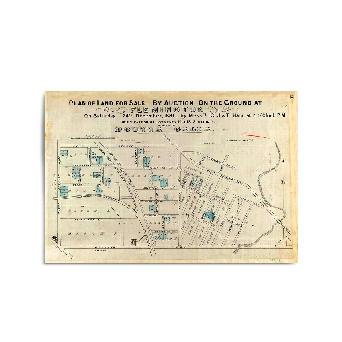 1881 Vintage Map of Flemington, Victoria Australia – Vintage Maps