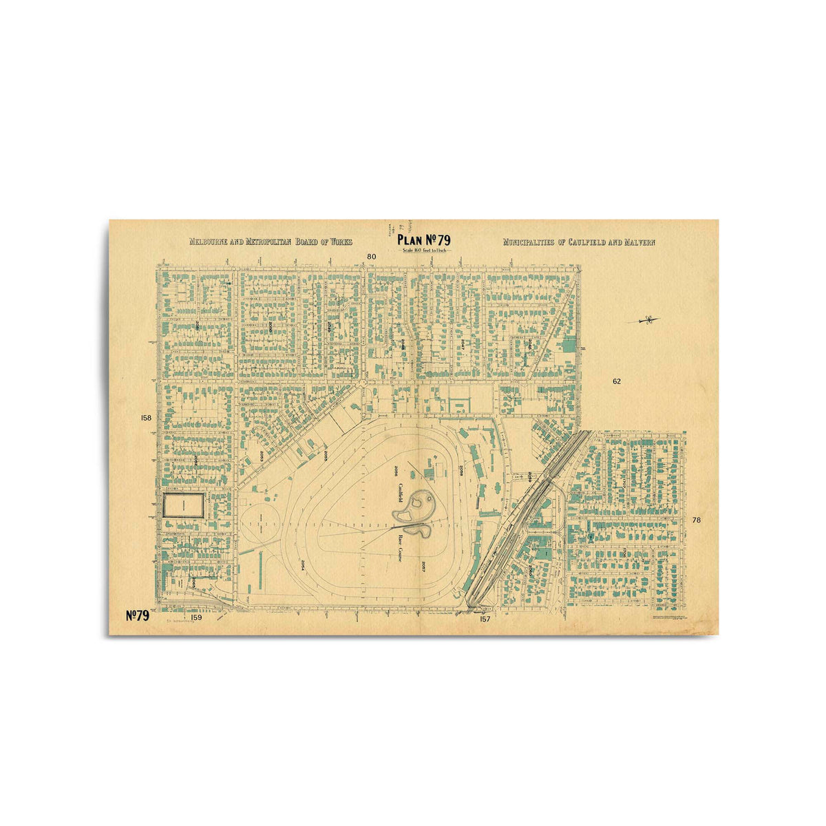 1949 Vintage Map of Caulfield, Victoria Australia – Vintage Maps