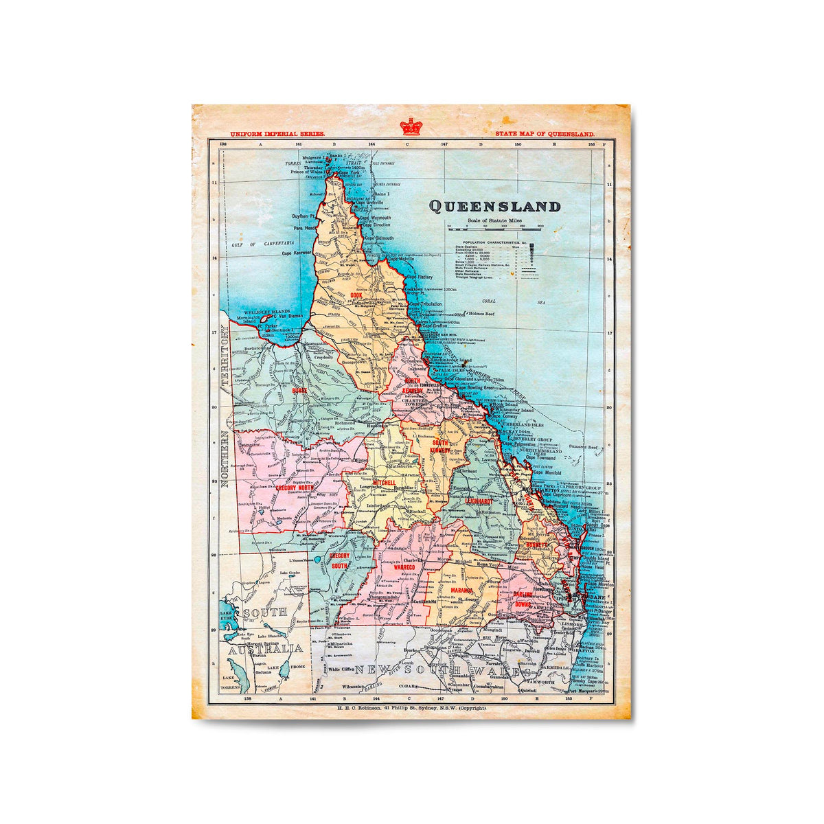 1900 State Map of Queensland – Vintage Maps