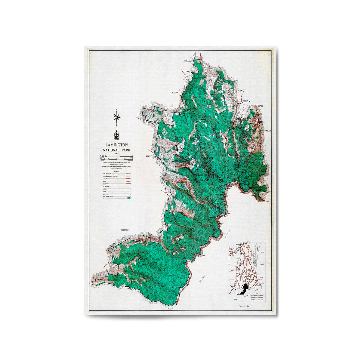 1969 Map of Lamington National Park, Queensland – Vintage Maps