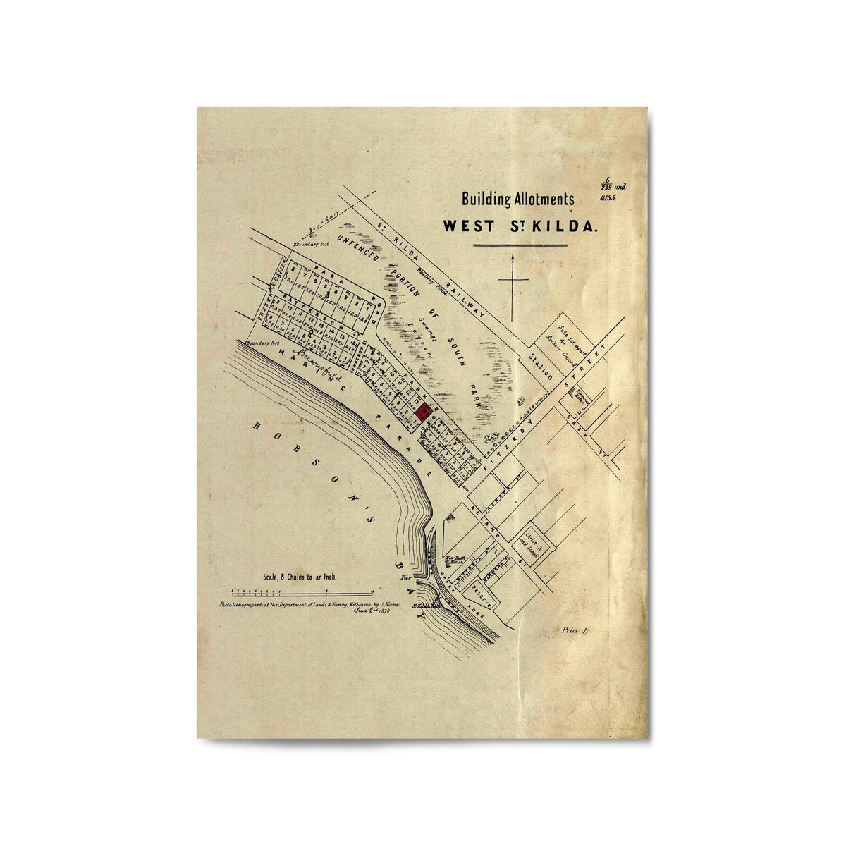 1870 Vintage Map of St Kilda, Victoria Australia – Vintage Maps