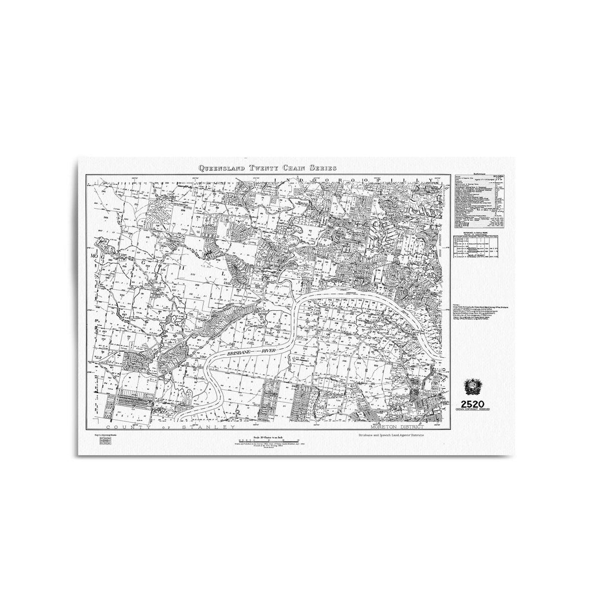 1962 Cadastral Map of Brisbane, Queensland – Vintage Maps