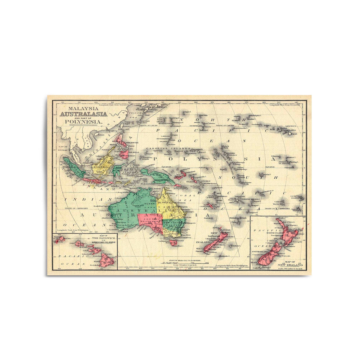 1879 Map of Australia and Surrounds – Vintage Maps