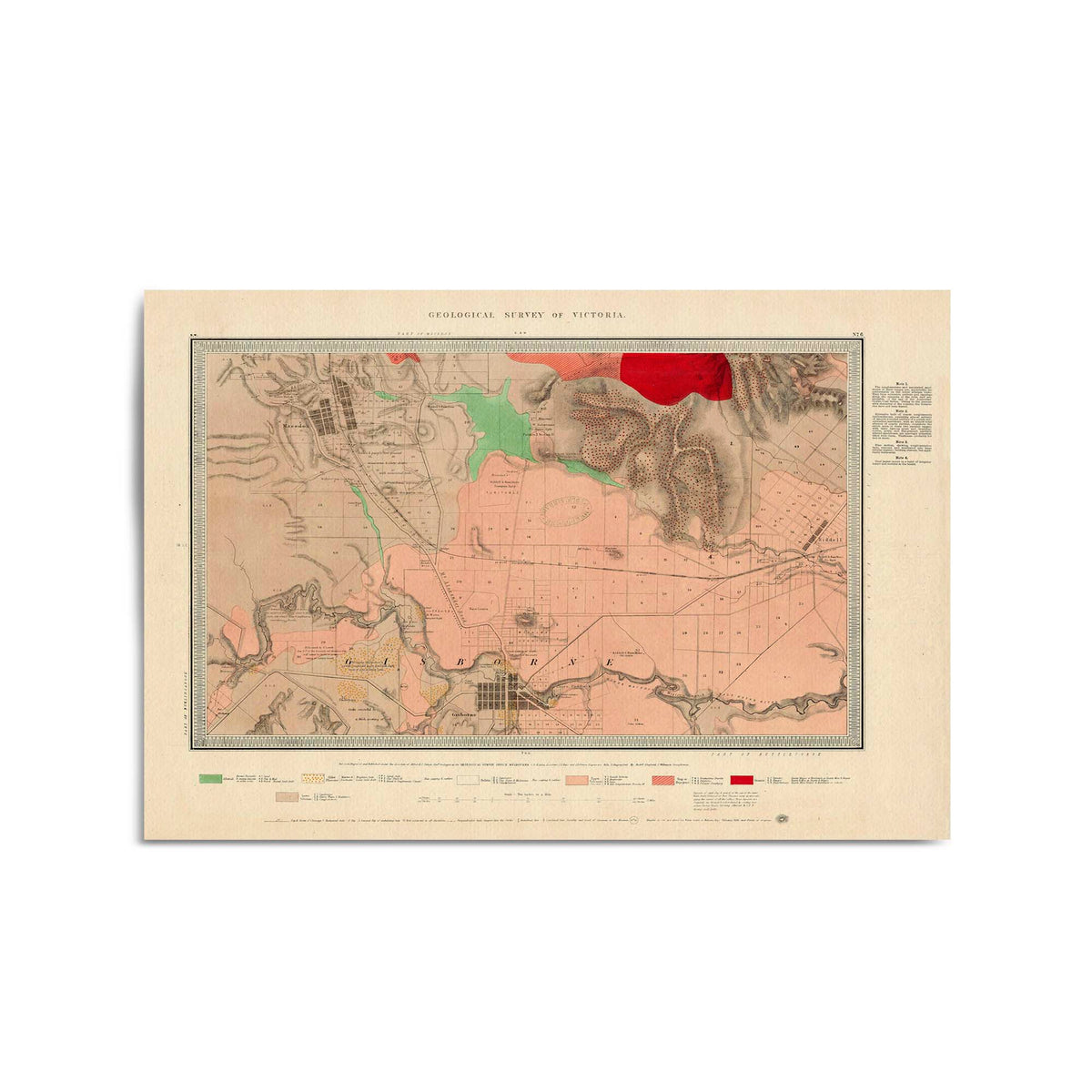 1860 Vintage Map of Gisborne, Victoria Australia – Vintage Maps