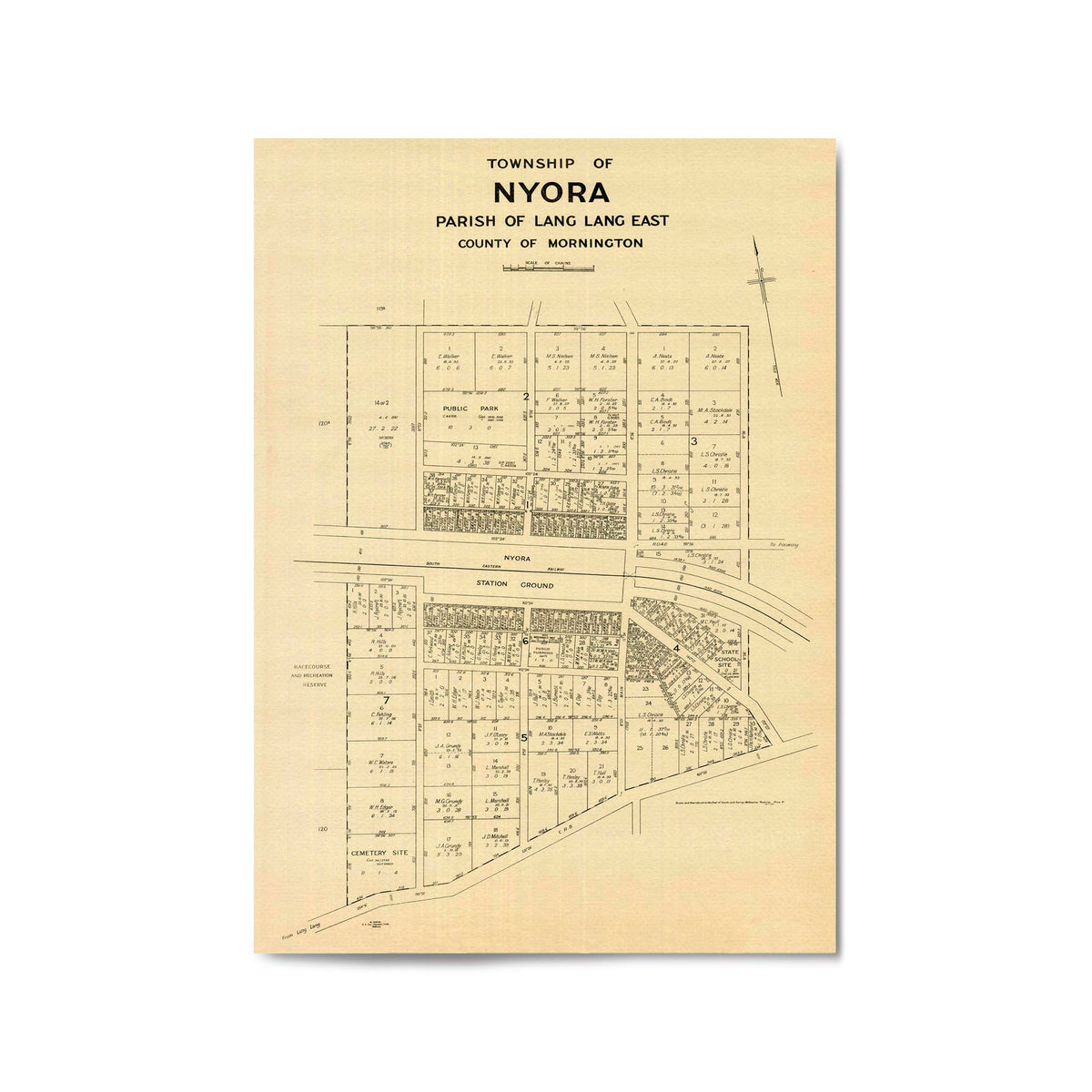 1942 Vintage Map of Nyora, Victoria Australia – Vintage Maps