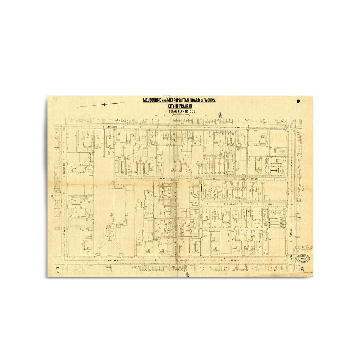 1898 Street Map Map of Prahran, Victoria – Vintage Maps
