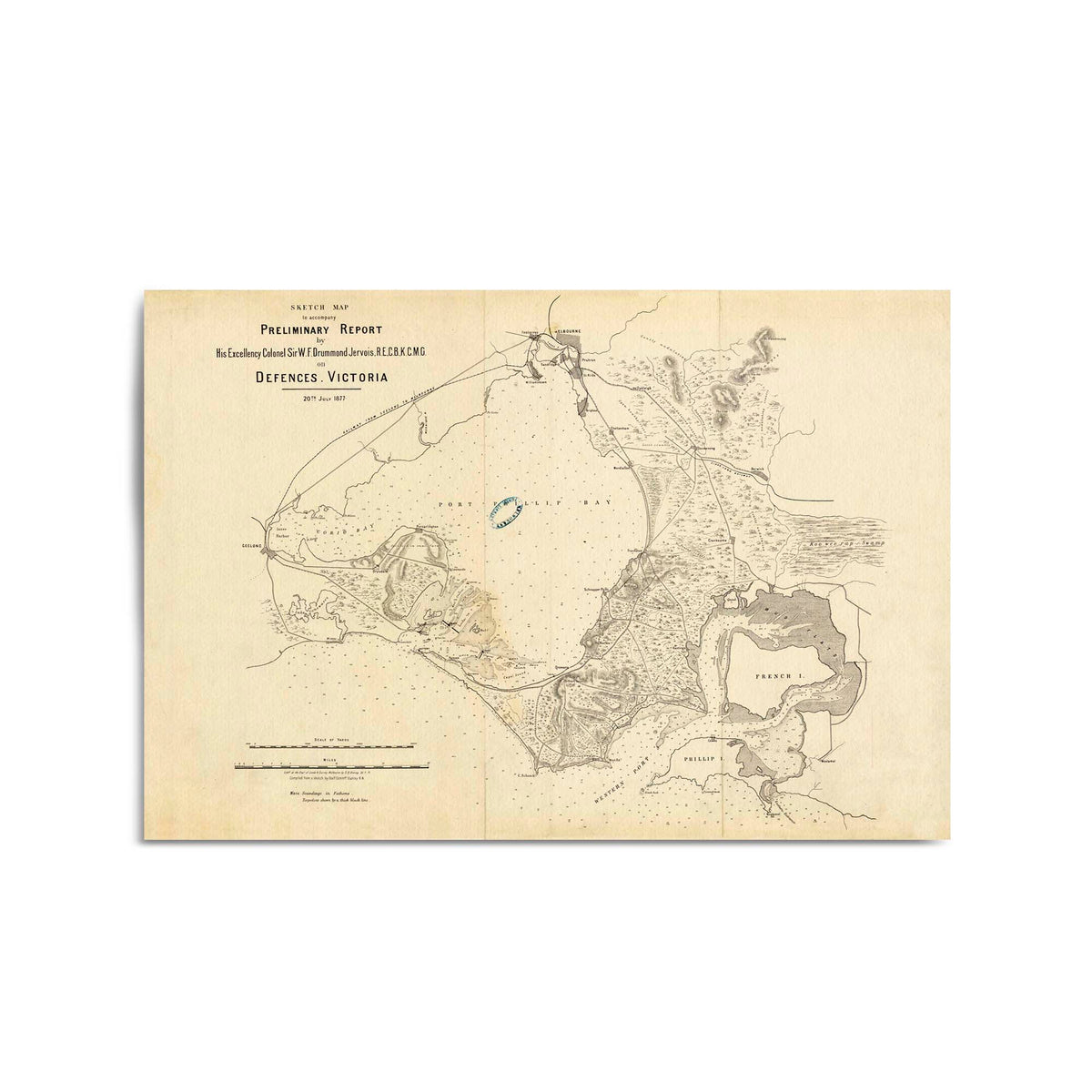 1877 Sketch Map of Defences, Victoria – Vintage Maps