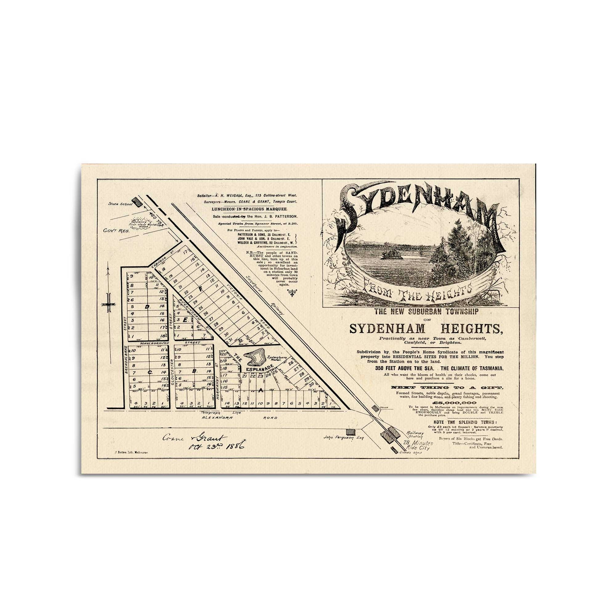 1886 Vintage Map of Sydenham, Victoria Australia – Vintage Maps