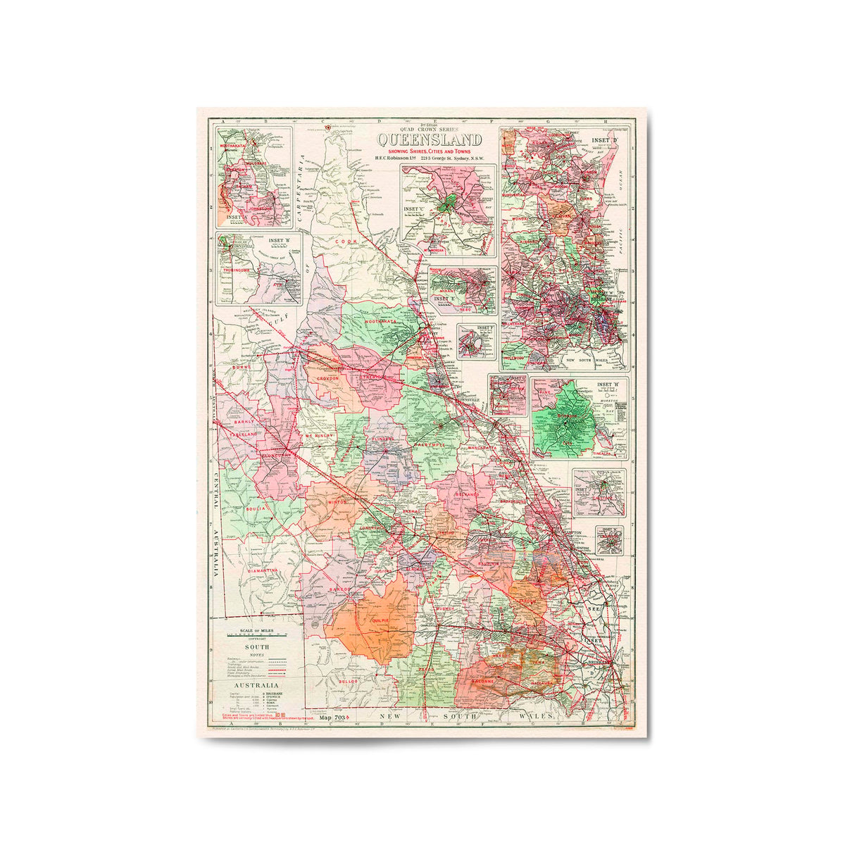 1944 Map of Queensland – Vintage Maps