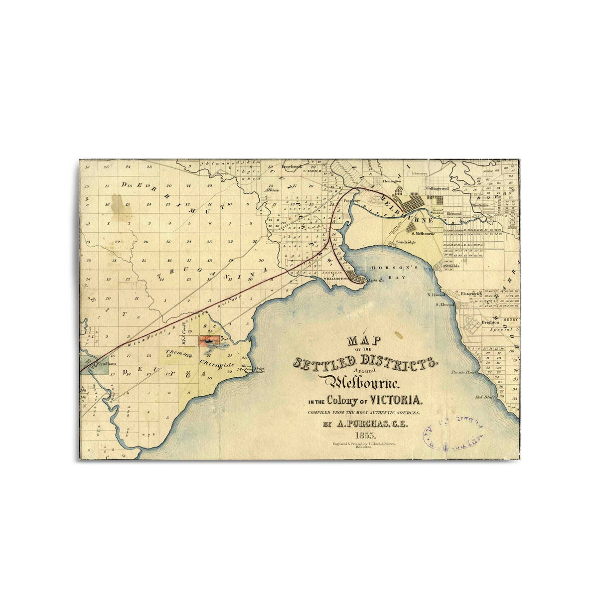 1853 Map of Melbourne and Suburbs – Vintage Maps