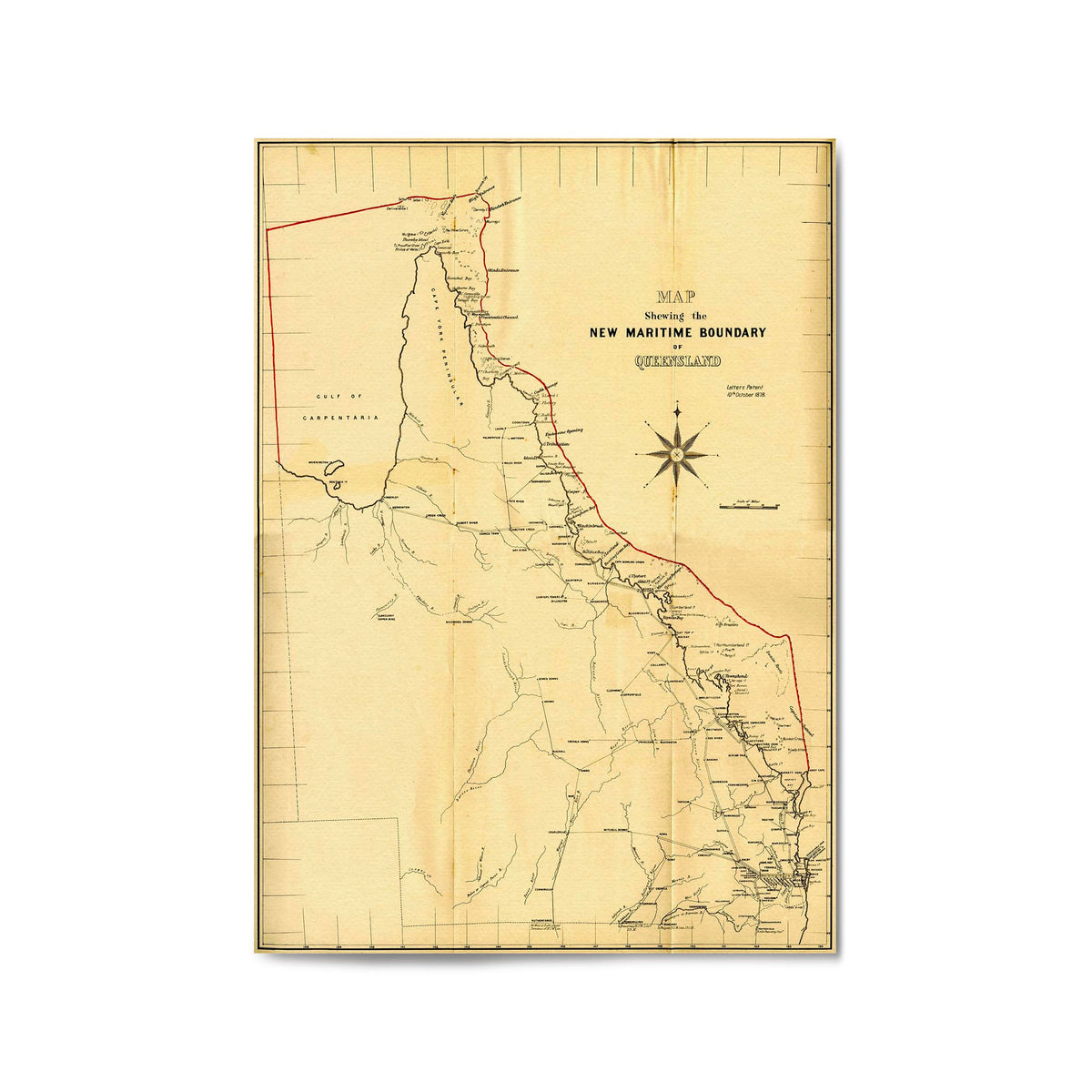 1878 Maritime Boundary Map of Queensland – Vintage Maps