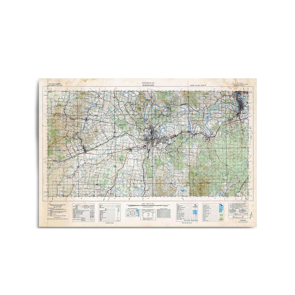 1951 Topographic Map of Ipswich, Queensland – Vintage Maps