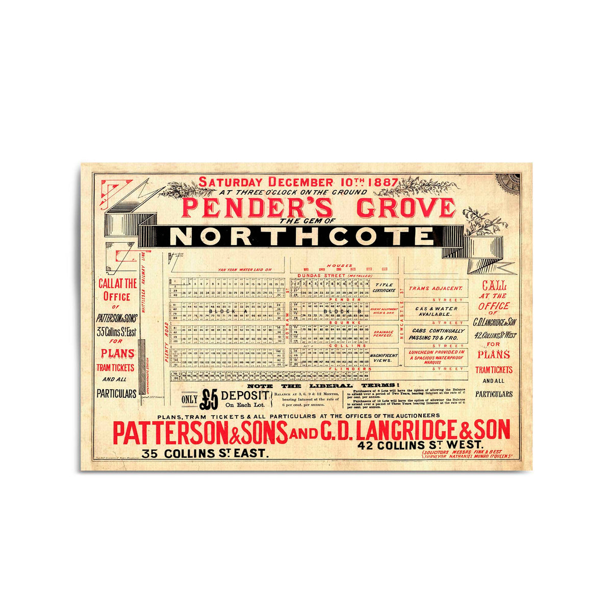 1887 Vintage Map of Northcote, Victoria Australia – Vintage Maps