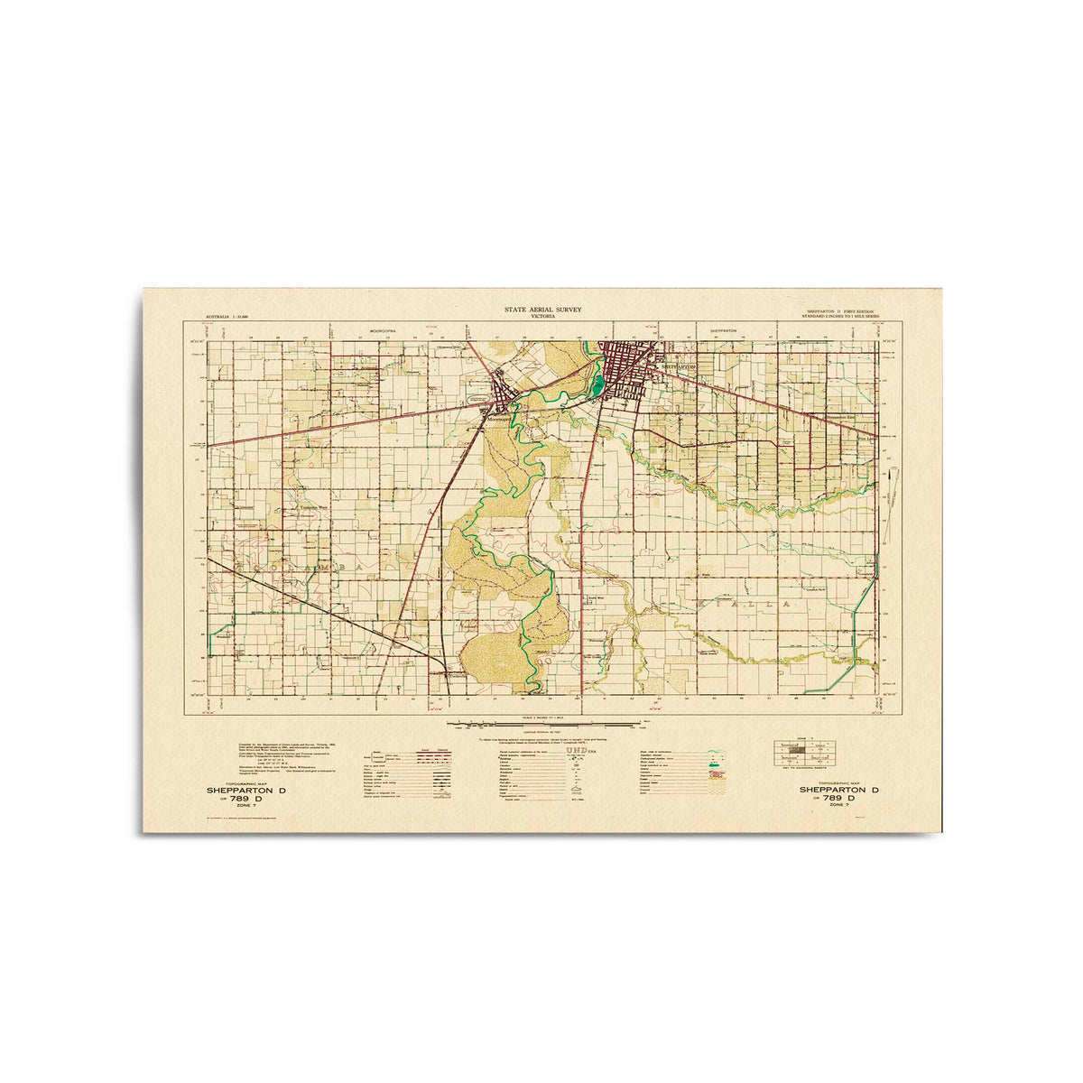1956 Vintage Map of Shepparton, Victoria Australia – Vintage Maps