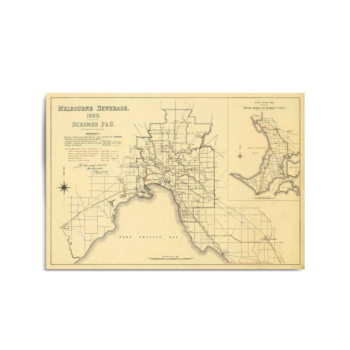 1890 Map of Greater Melbourne's Sewer Coverage – Vintage Maps