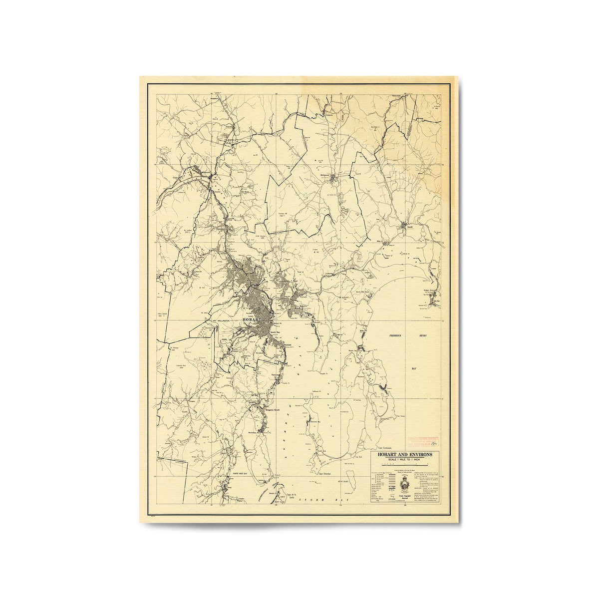 1957 Map of Hobart & Surrounds, Tasmania – Vintage Maps