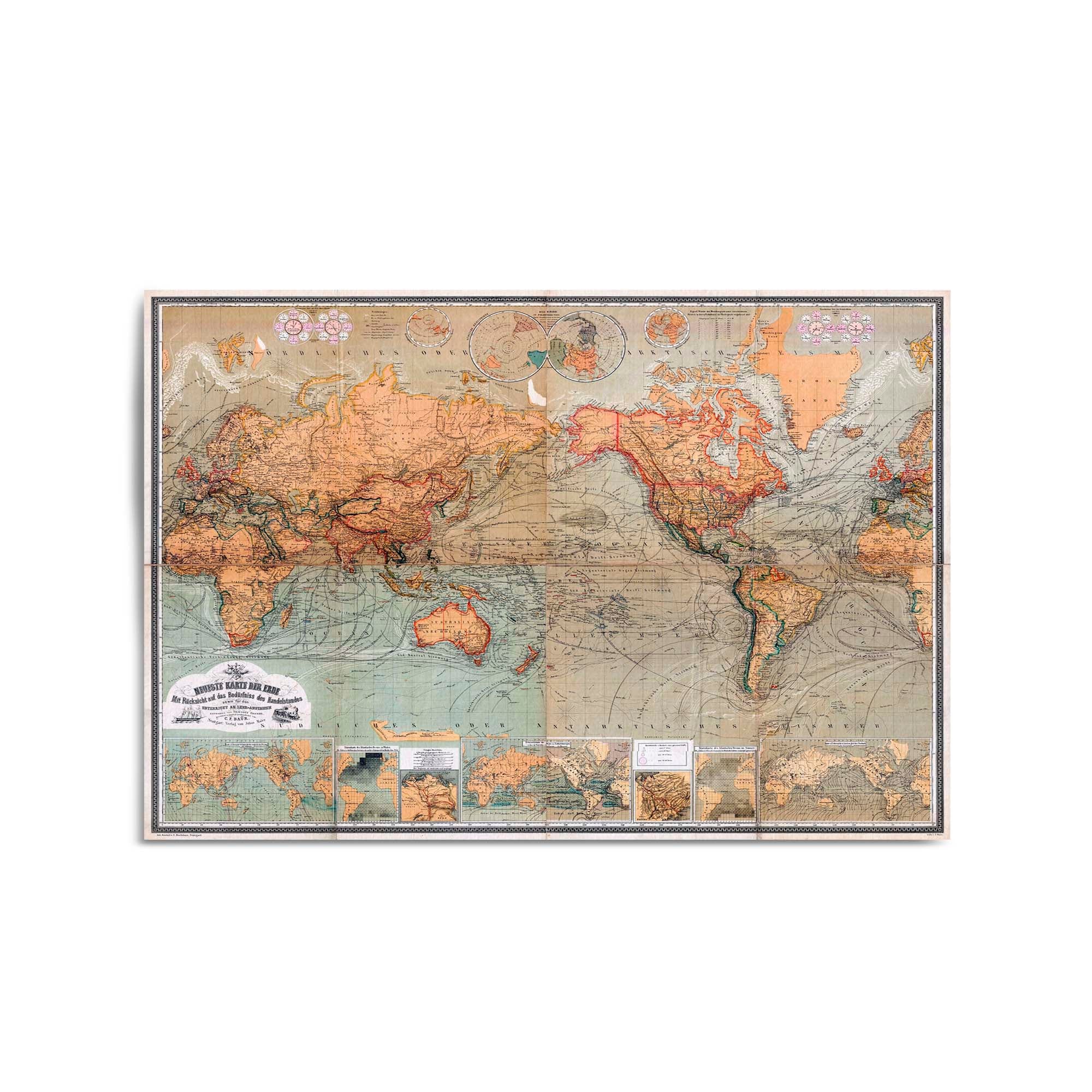 1870 Vintage Map of The World – Vintage Maps