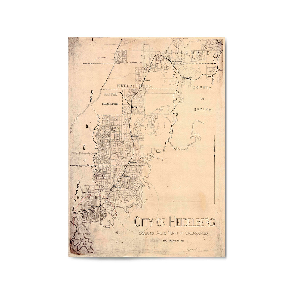 1950's Vintage Map of Heidelberg, Victoria, Australia – Vintage Maps