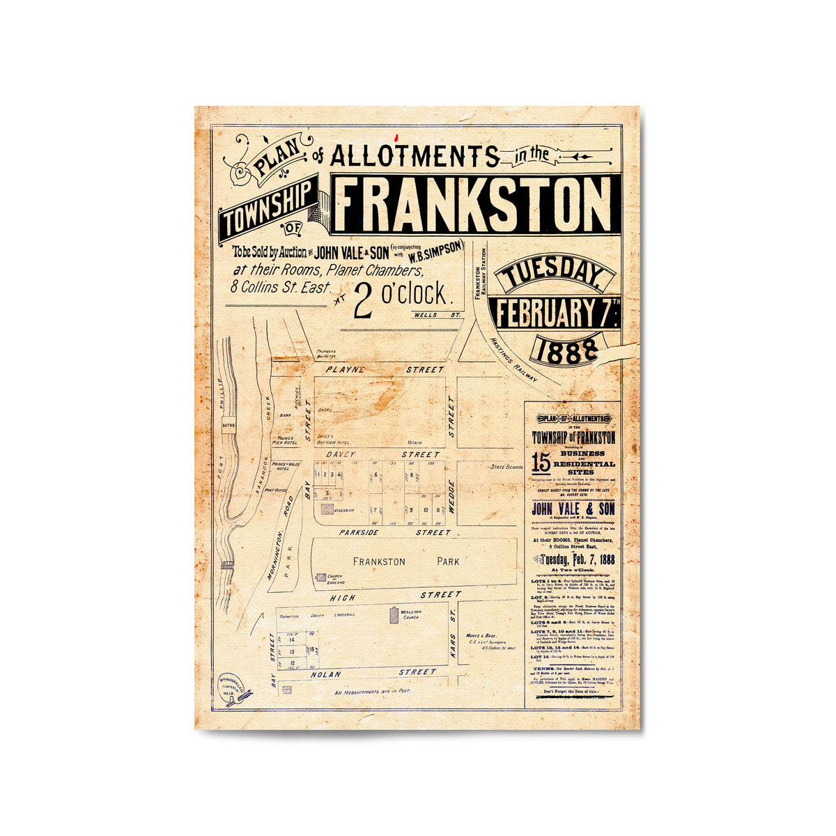 1888 Vintage Map of Frankston, Victoria Australia – Vintage Maps