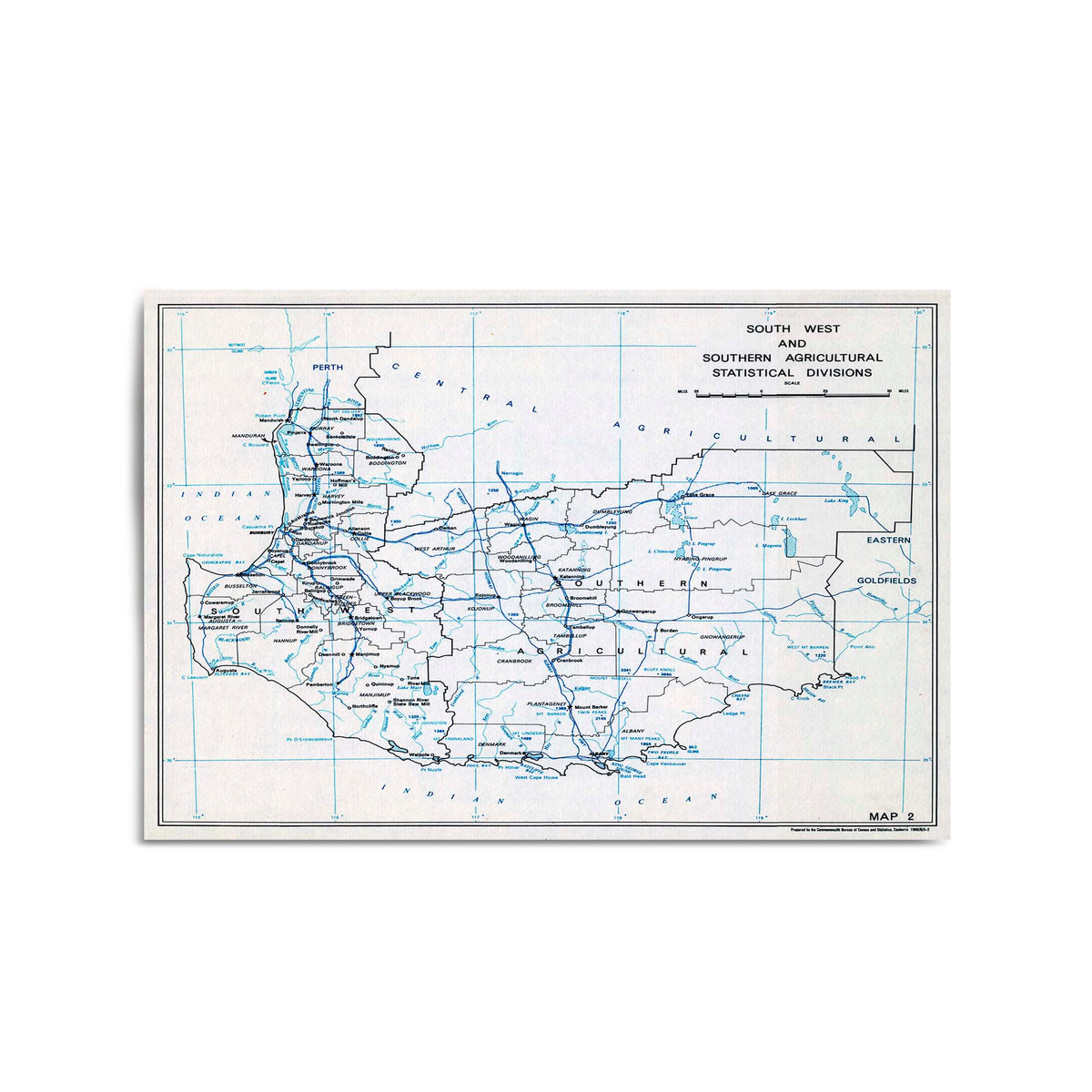 1966 Map of the Southern Section of Western Australia – Vintage Maps