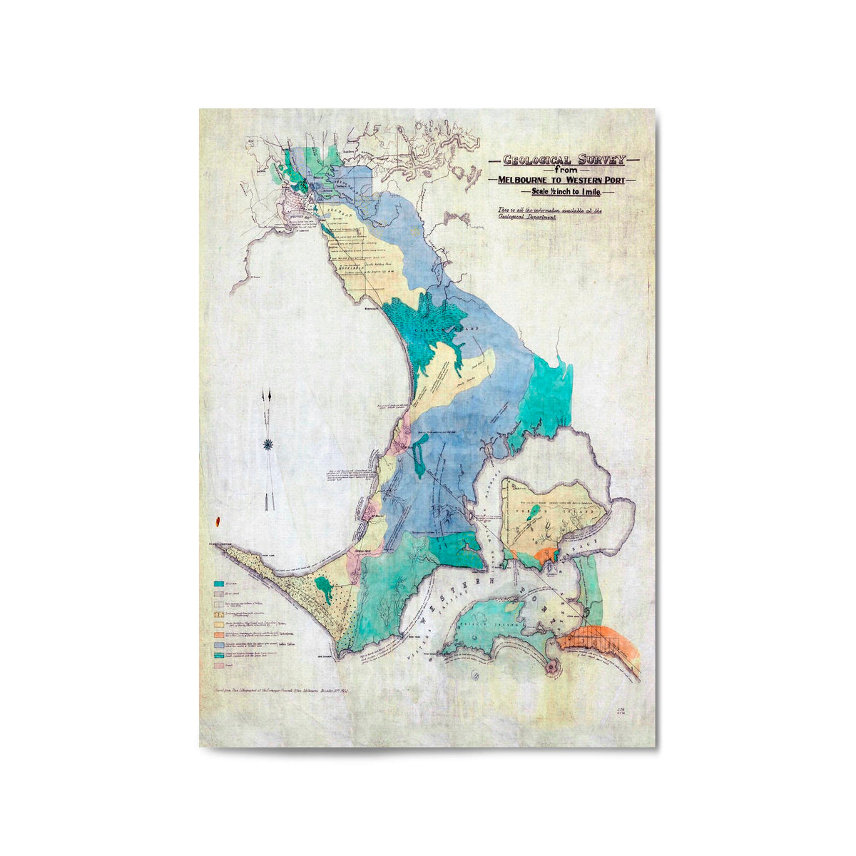 1854 Geological Survey from Melbourne to Western Port (Mornington Peni ...
