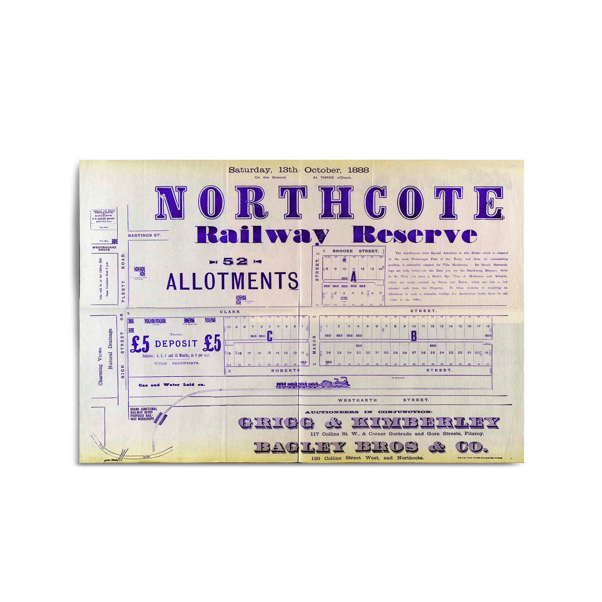 1888 Vintage Map of Northcote, Victoria Australia – Vintage Maps