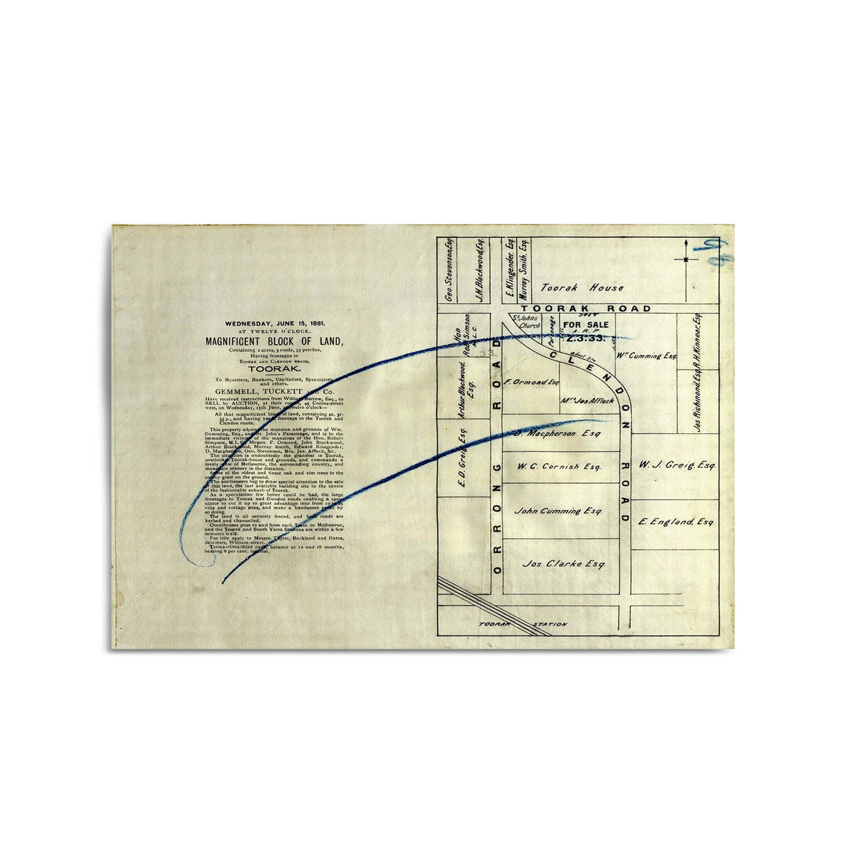 1881 Vintage Map of Toorak, Victoria Australia – Vintage Maps