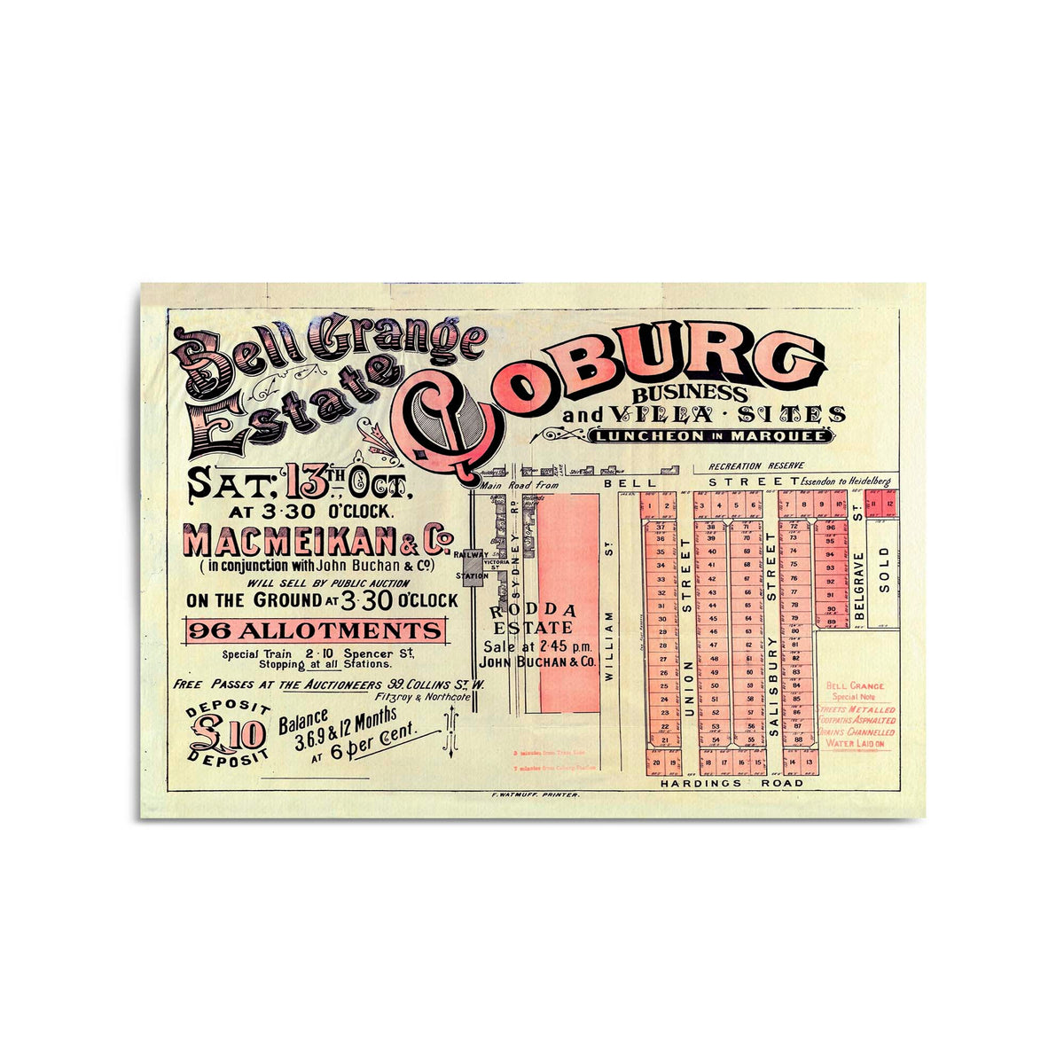 1883 Vintage Map of Coburg, Victoria Australia – Vintage Maps