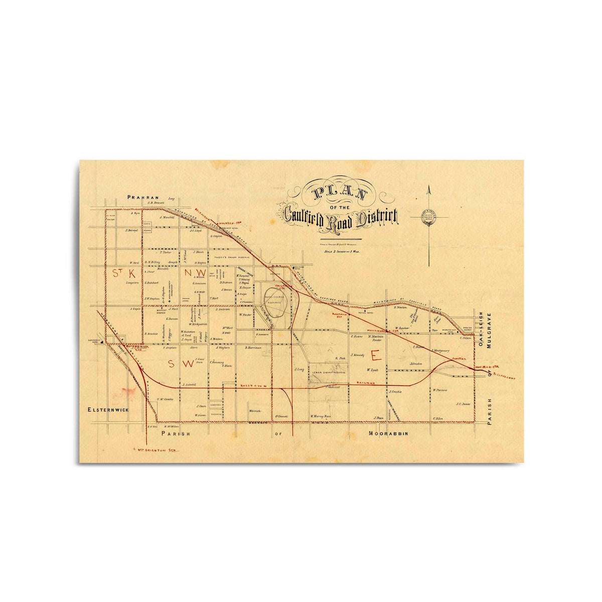 1860's Vintage Map of Caulfield, Victoria Australia – Vintage Maps