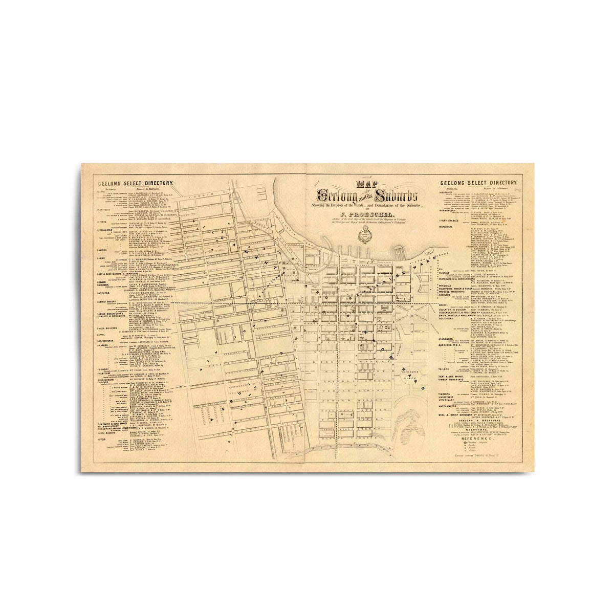 1855 Vintage Map of Geelong & Suburbs – Vintage Maps