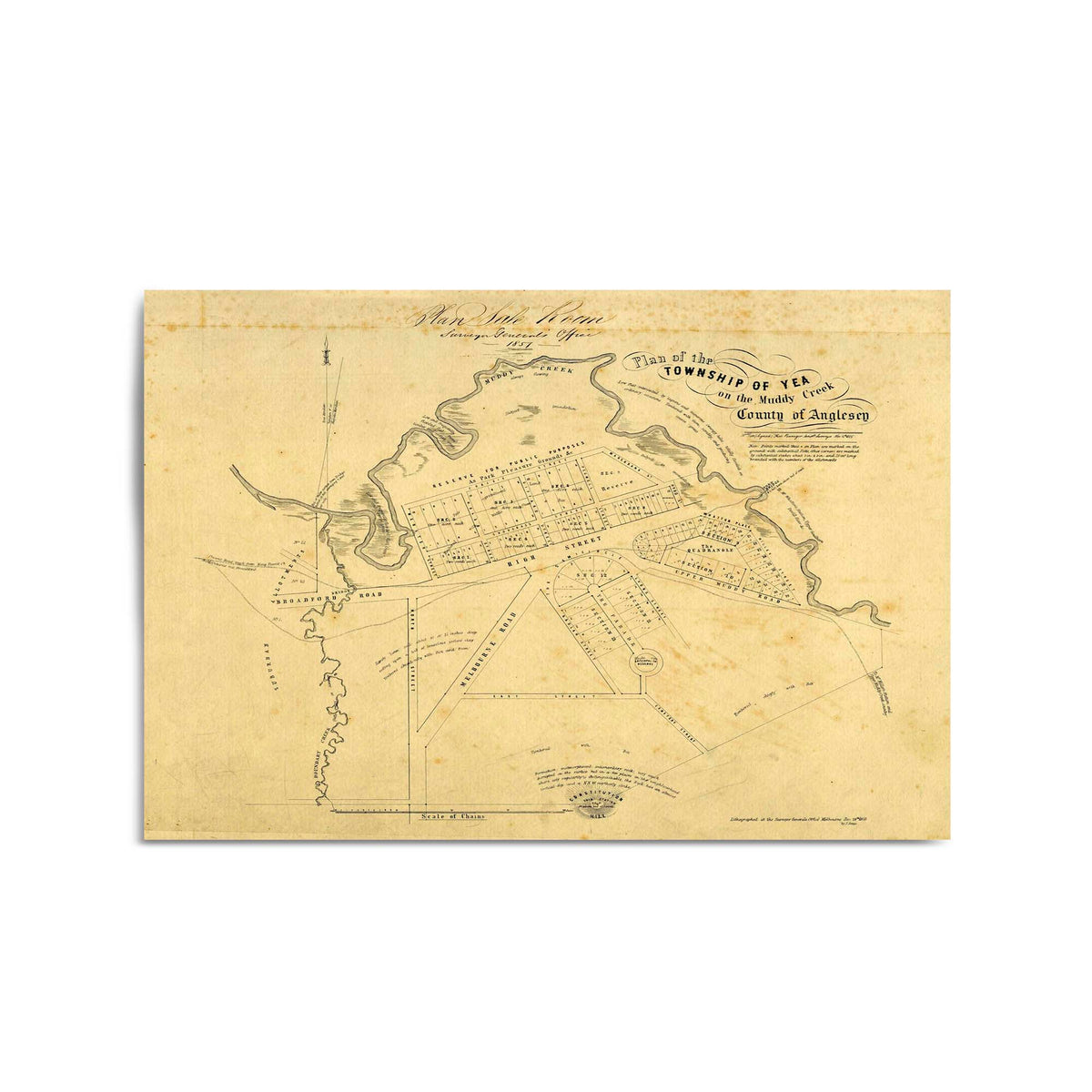 1855 Vintage Map of Yea, Victoria Australia – Vintage Maps