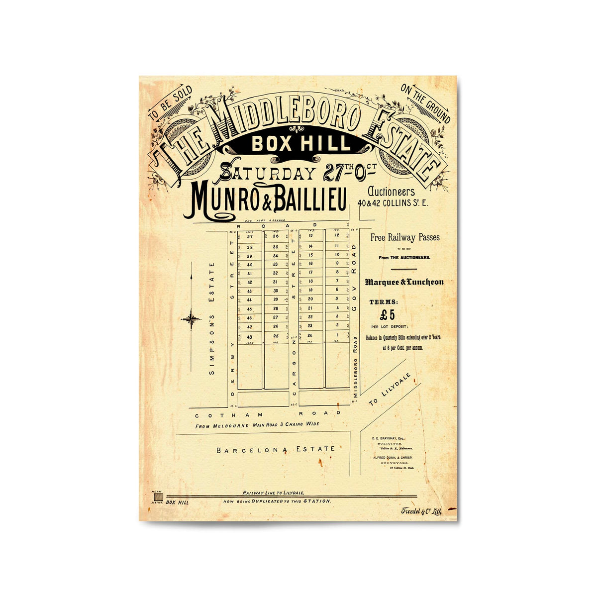 1888 Vintage Map of Box Hill, Victoria Australia – Vintage Maps
