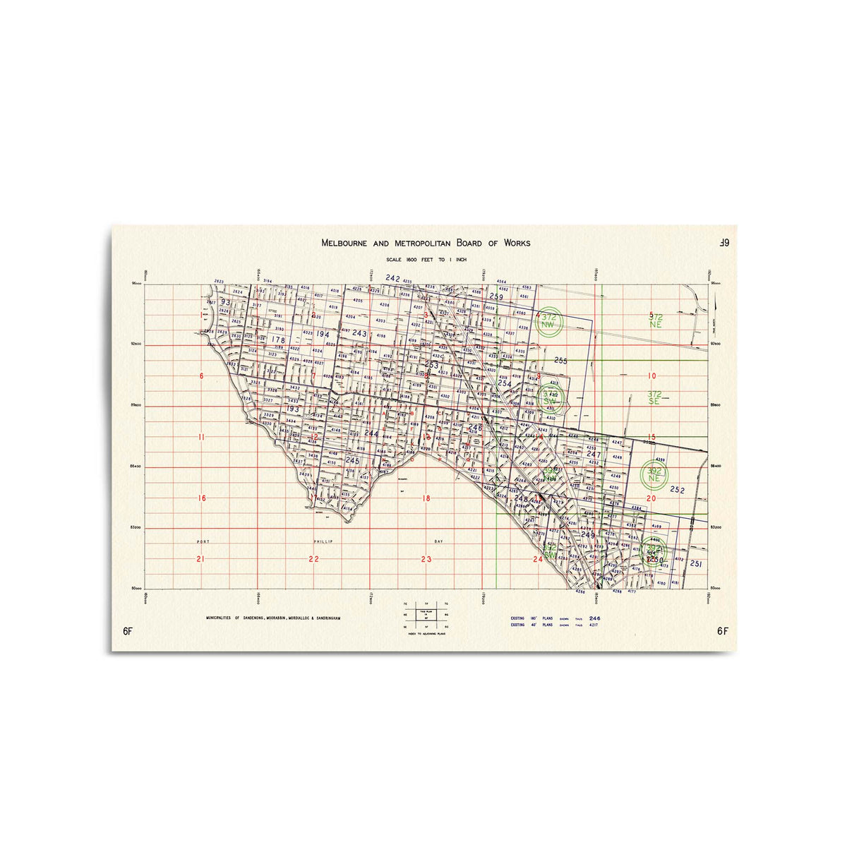 1960's Vintage Map of Mordialloc, Beaumaris Black Rock, Mentone, Victo ...