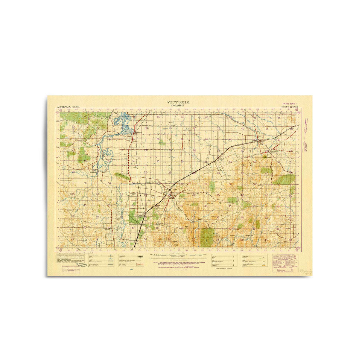 1925 Vintage Map of Nagambie, Victoria Australia – Vintage Maps