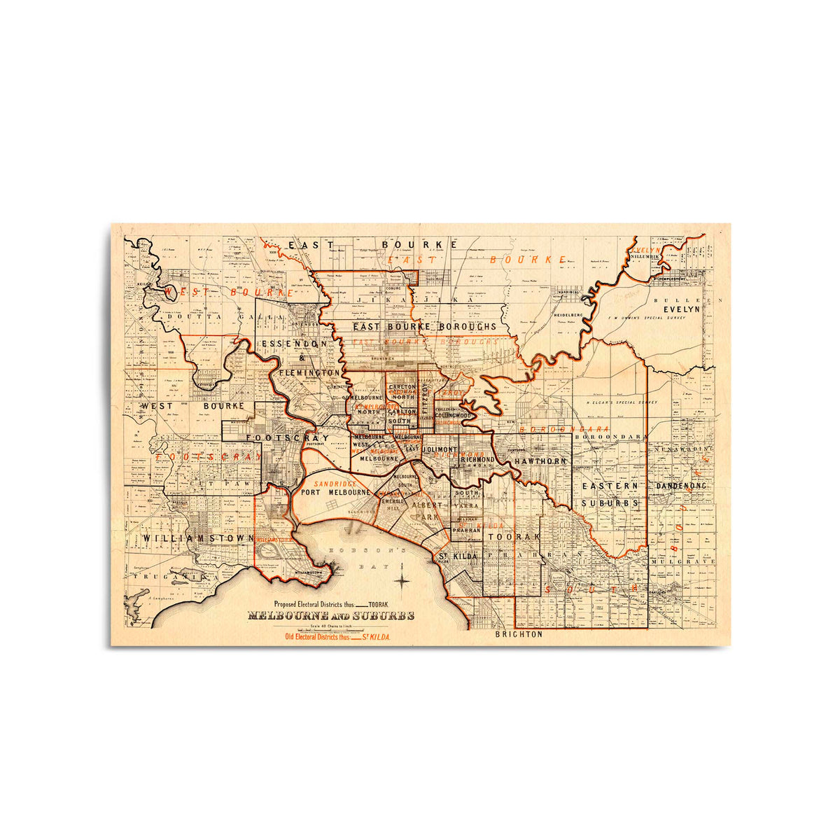 1876 Map of Melbourne and Suburbs, Victoria – Vintage Maps
