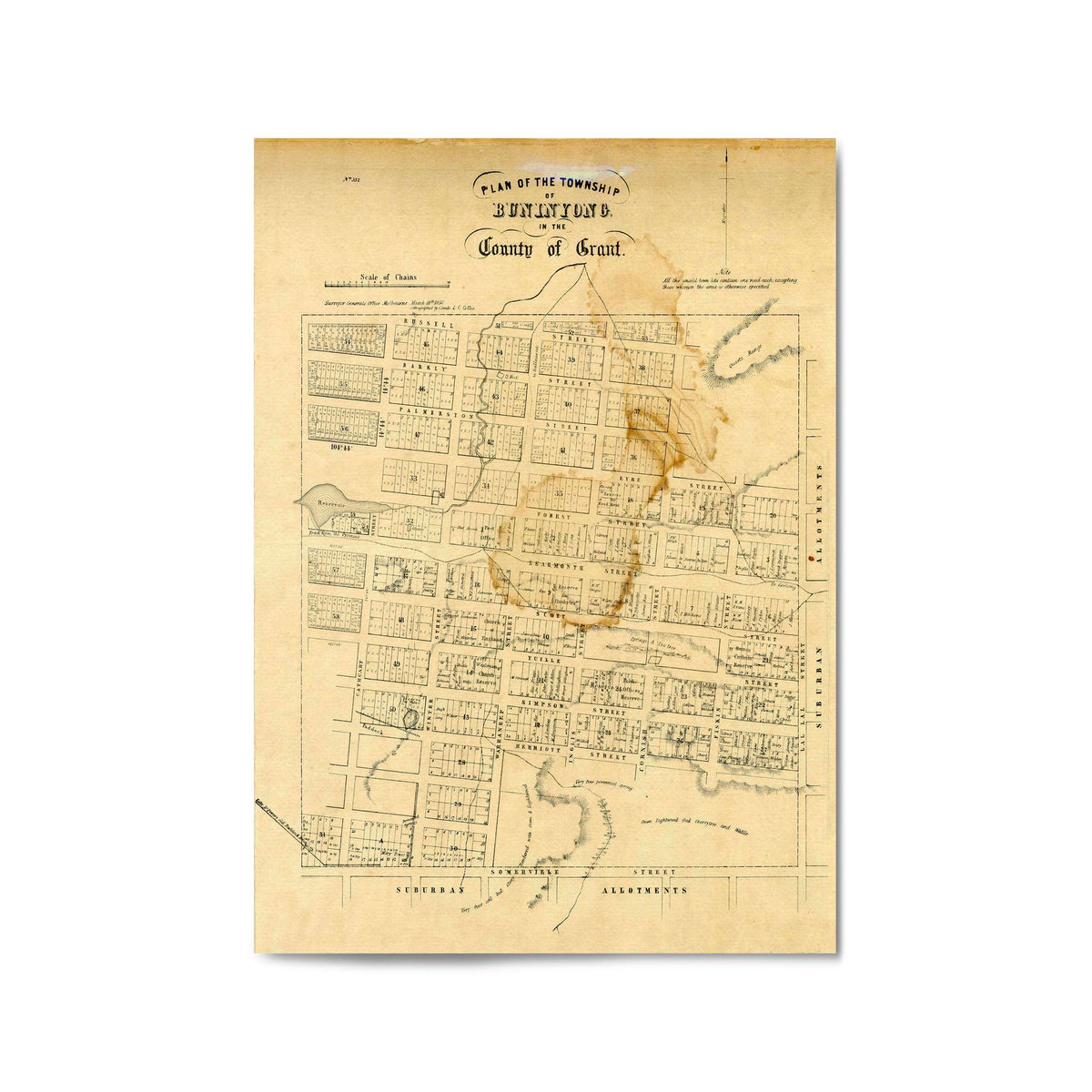 1856 Vintage Map of Buninyong, Victoria Australia – Vintage Maps